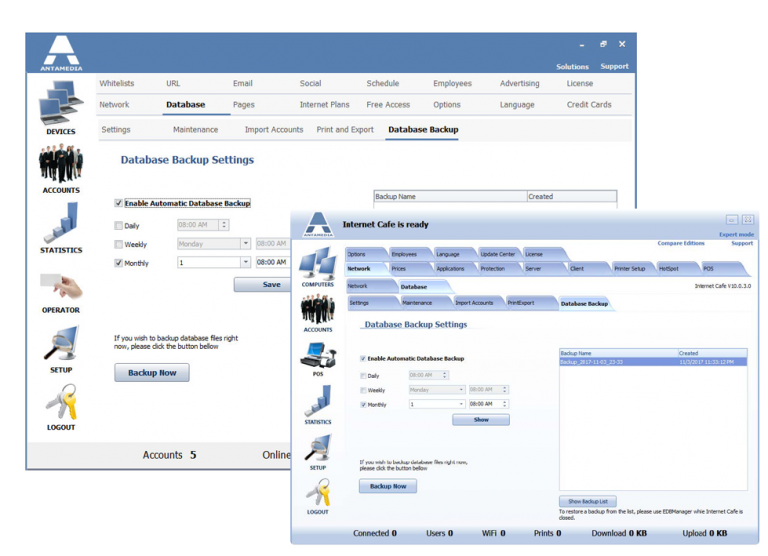 How to create a database backup? I Antamedia software