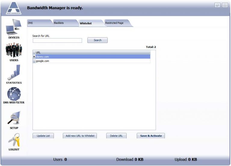 Whitelist I Antamedia software