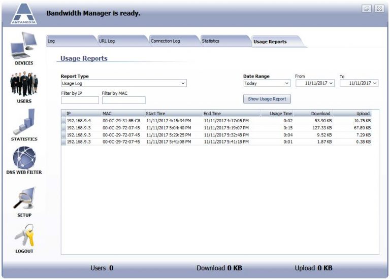 Usage Reports I Antamedia software