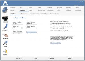 Database Settings I Antamedia software