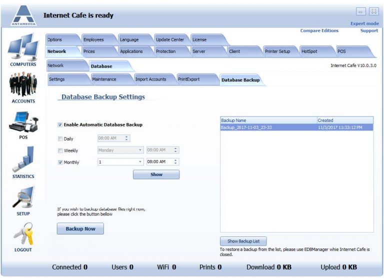 Database Backup I Antamedia software